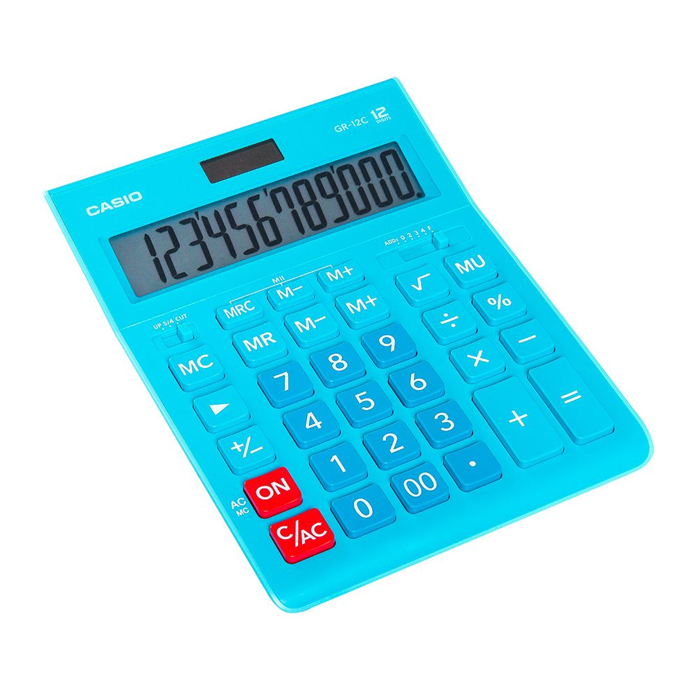 Калькулятор настольный Casio "GR-12", 12-разрядный, голубой 9015217 ...