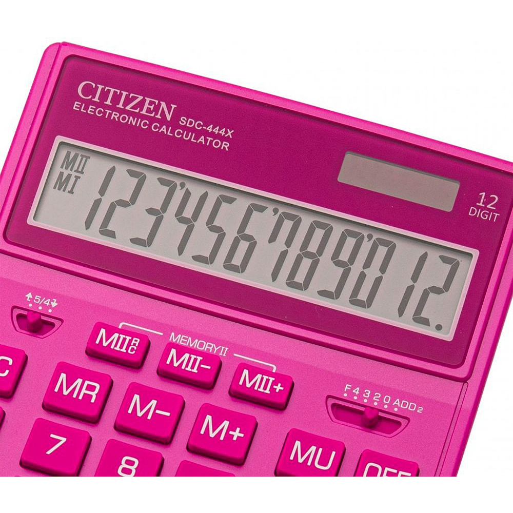 Калькулятор настольный CITIZEN "SDC-444 XRPKE", 12-разрядный, розовый ...