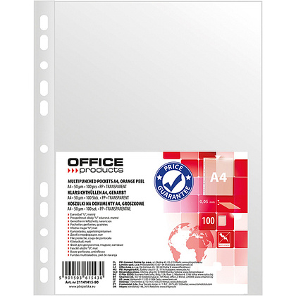 Файл (папка-карман) "Office products", A4, 100 шт, 50 мкм, прозрачный ...